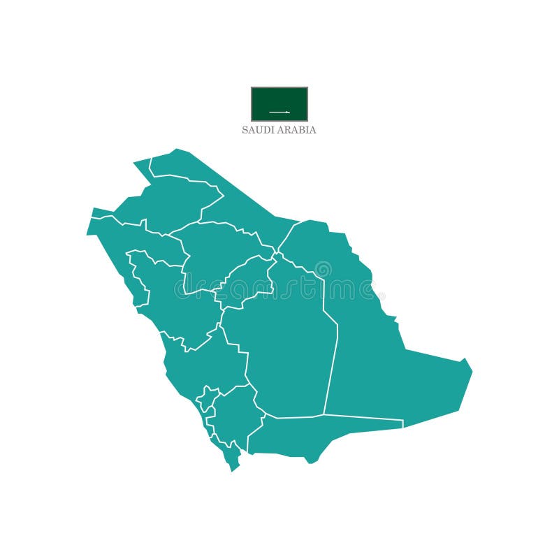Turquoise Map of Saudi Arabia with Borders Stock Vector - Illustration ...