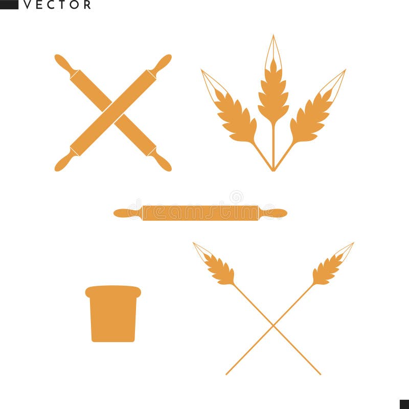 Bakery with Bread Logo Vector. Isolated Bread Wheat Barley and Rolling ...