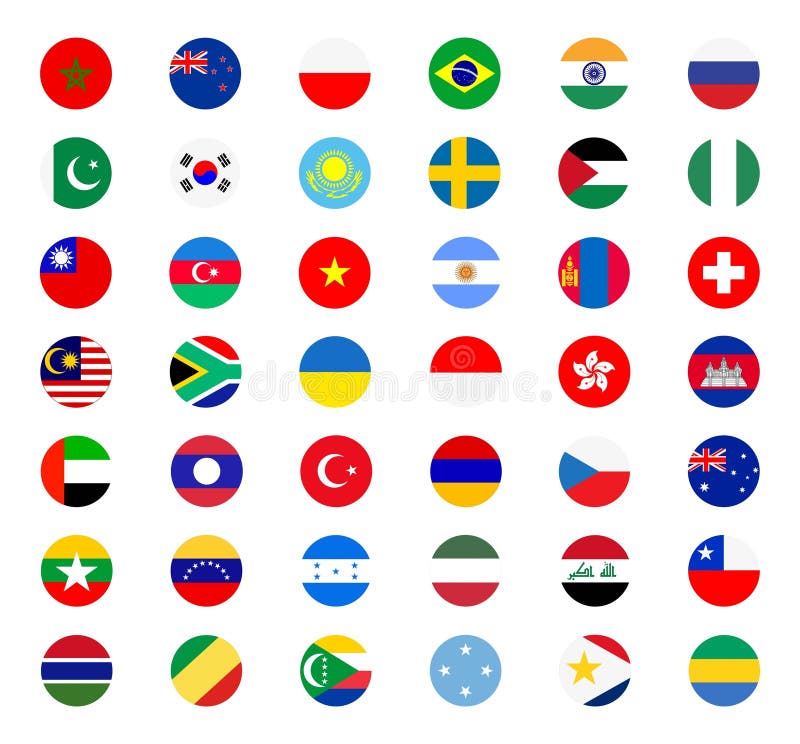 National Flags in Circle Shape. National Flags Set. World Flags Stock ...