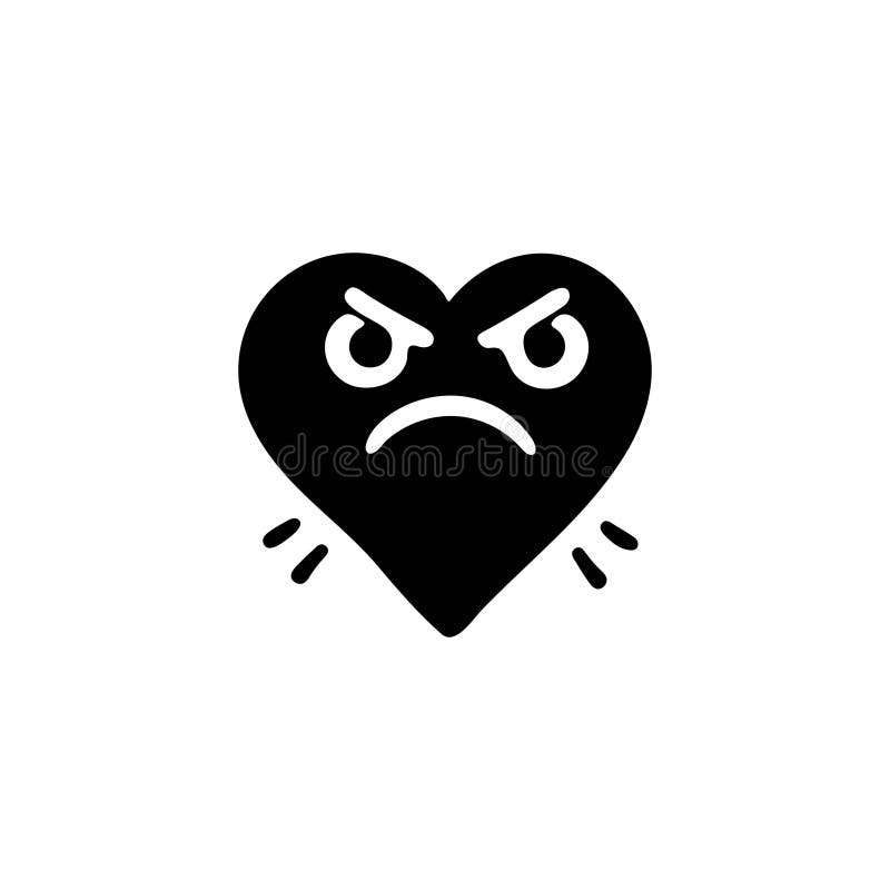 Angry Heart Silhouette Vector Icon. Stock Vector - Illustration of ...