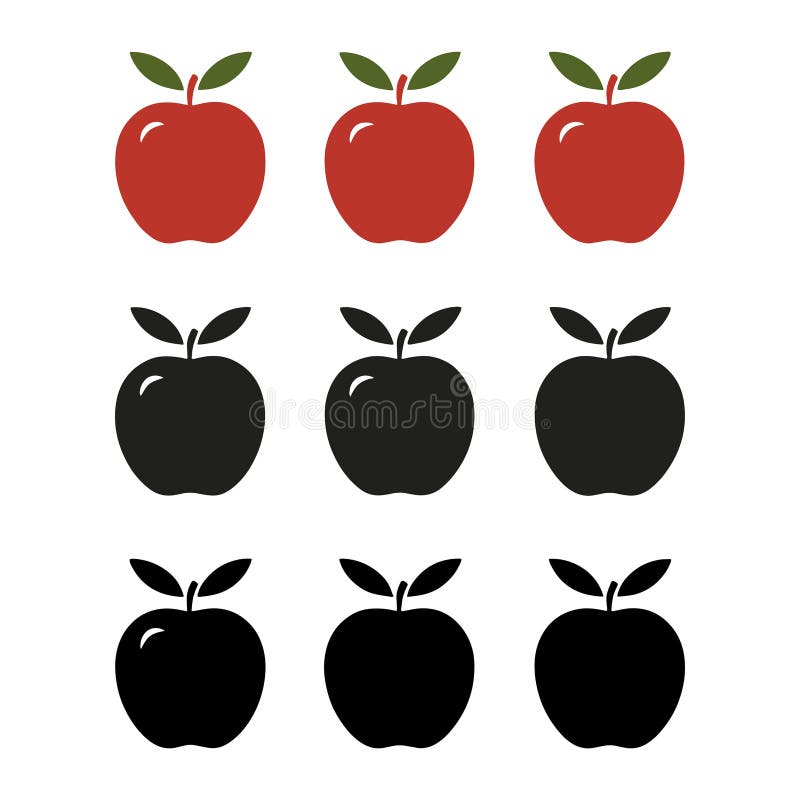 Exclusive Bundle of Apple Vector Art Illustrations on White Background ...