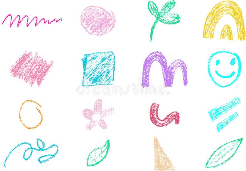 Hand Drawn Various Cute Shapes and Doodle Objects Stock Vector ...