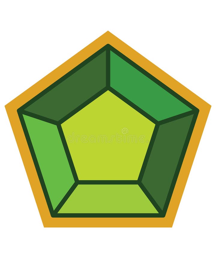 Green Crystal - Pentagon, Gemstone - Vector Full Color Element. Jewelry ...