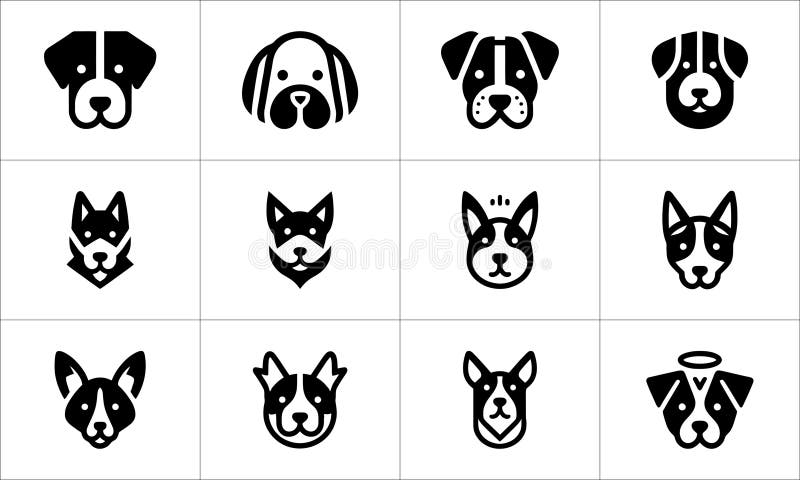 Dog Logo Set Vector Illustration. Stock Vector - Illustration of icon ...