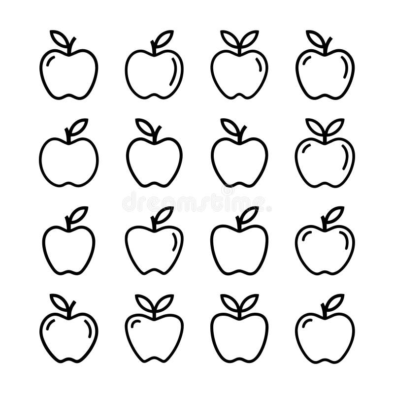 Exclusive Bundle of Apple Vector Art Illustrations on White Background ...
