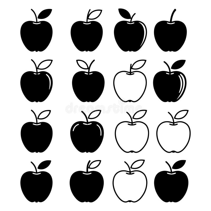 Exclusive Bundle of Apple Vector Art Illustrations on White Background ...