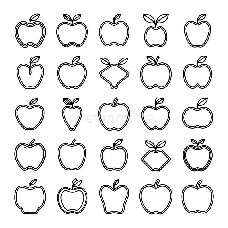 Exclusive Bundle of Apple Vector Art Illustrations on White Background ...