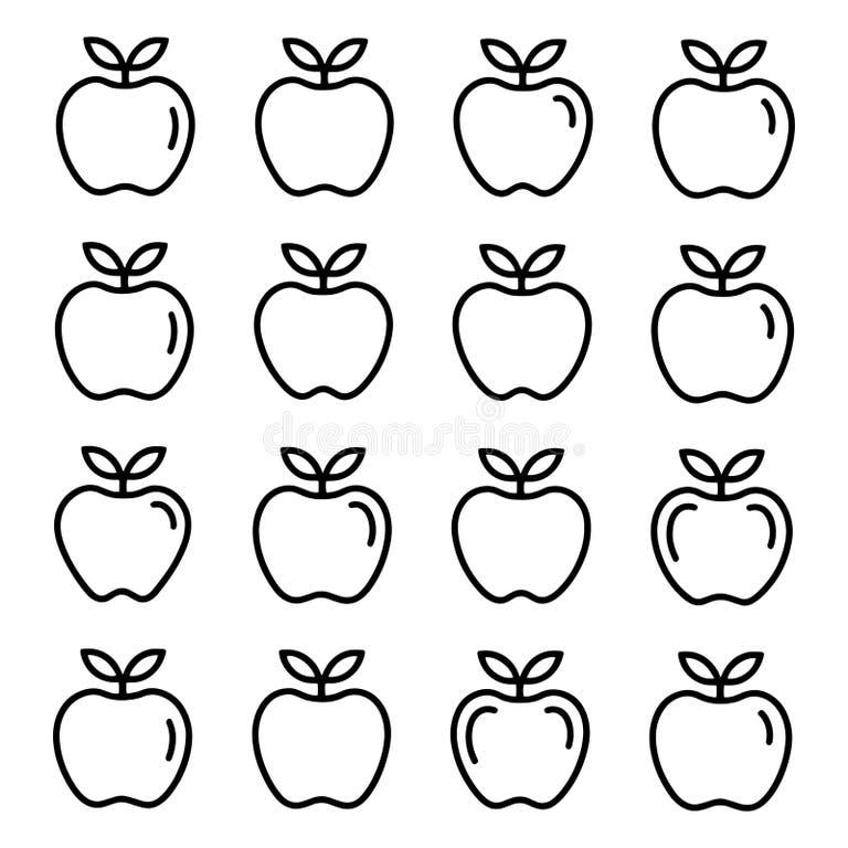 Exclusive Bundle of Apple Vector Art Illustrations on White Background ...