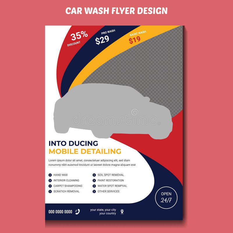 Stock Vector ID: 2534580207 Car Wash Flyer, Car Cleaning Service ...