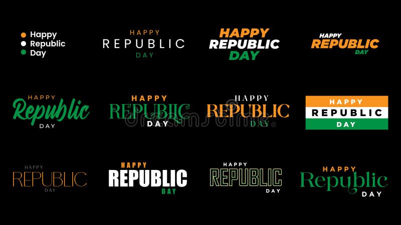Happy Republic Day Calligraphy, Typography Set. Republic Day India Text ...