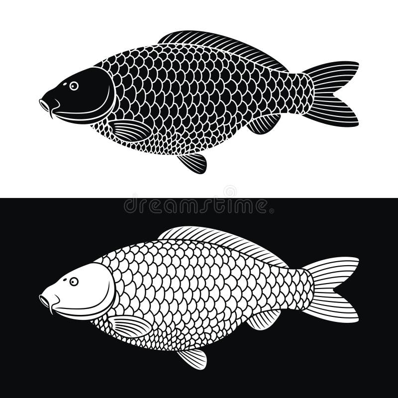 Carp Black White Outline Stock Illustrations – 1,848 Carp Black White ...