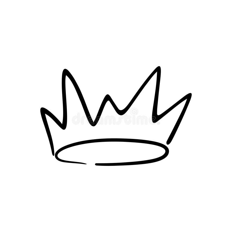 Crown, Graphic Black and White Drawing with a Line Marker, Hand-drawn ...