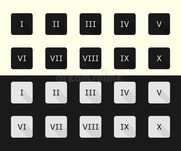 Black and White Square Roman Numerals Icons. Math Icons Set Stock ...
