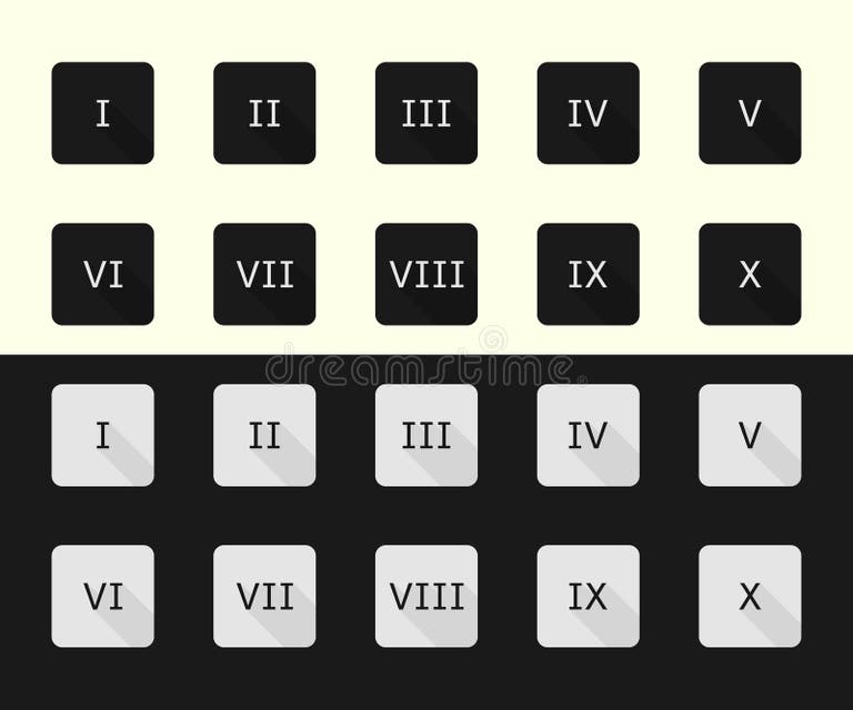 Black and White Square Roman Numerals Icons. Math Icons Set Stock ...