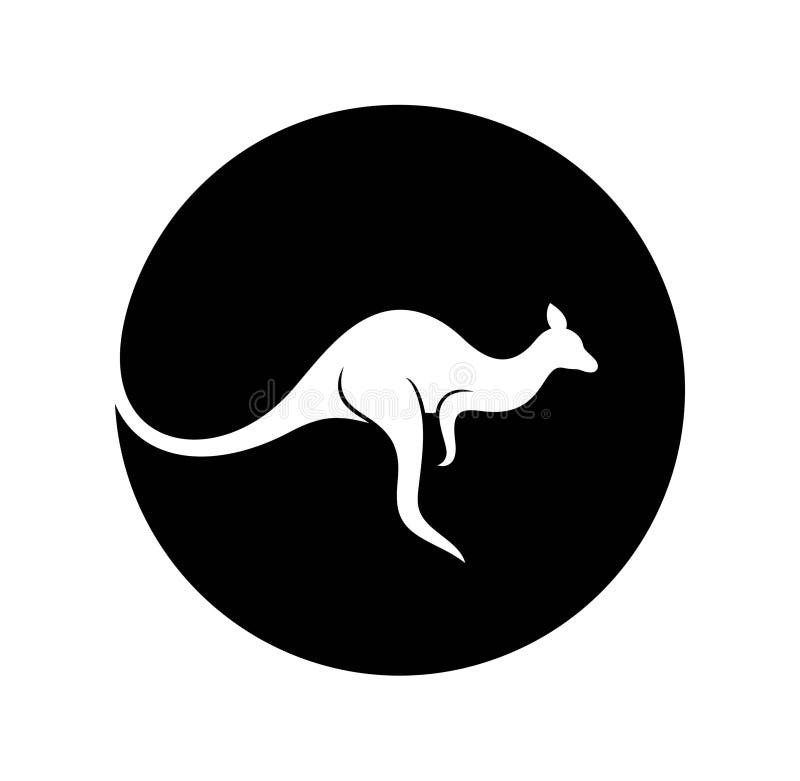Kangaroo Silhouette Vector Isolated on White Background Stock ...