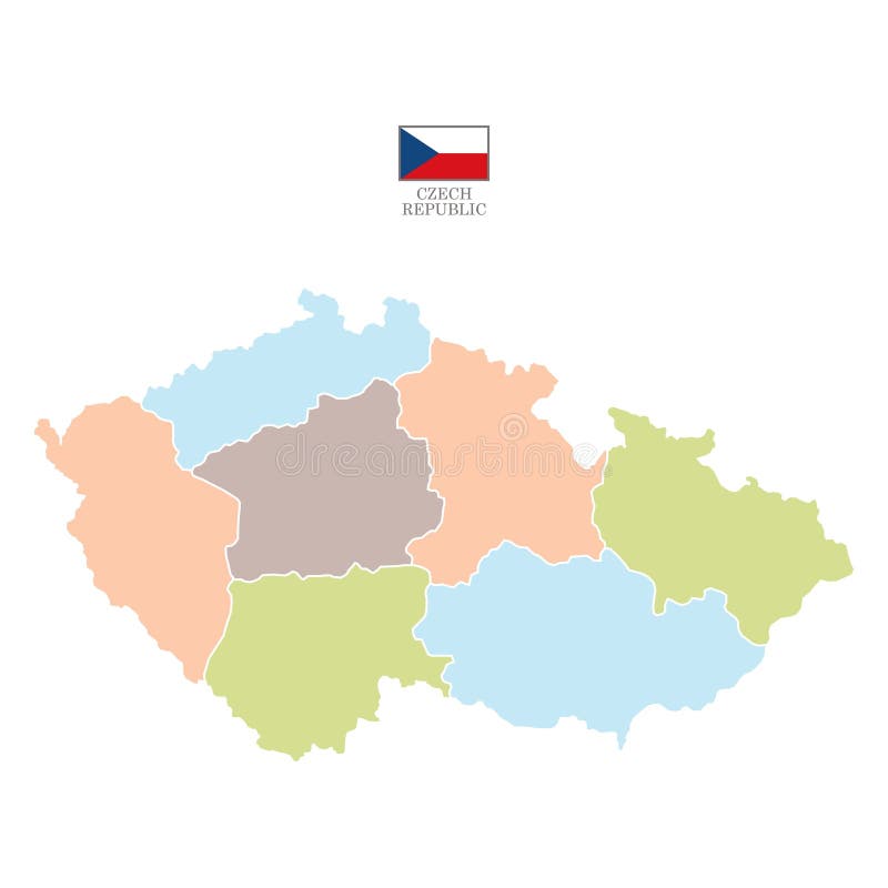 Colored Map of Czech Republic with Borders Stock Vector - Illustration ...