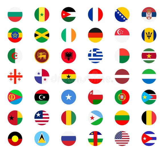 National Flags in Circle Shape. National Flags Set. World Flags Stock ...
