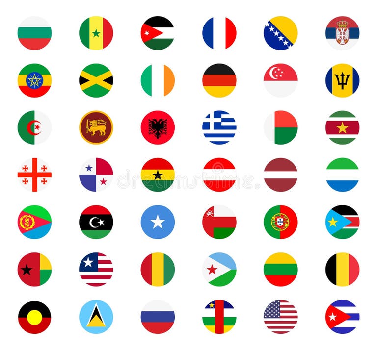 National Flags in Circle Shape. National Flags Set. World Flags Stock ...