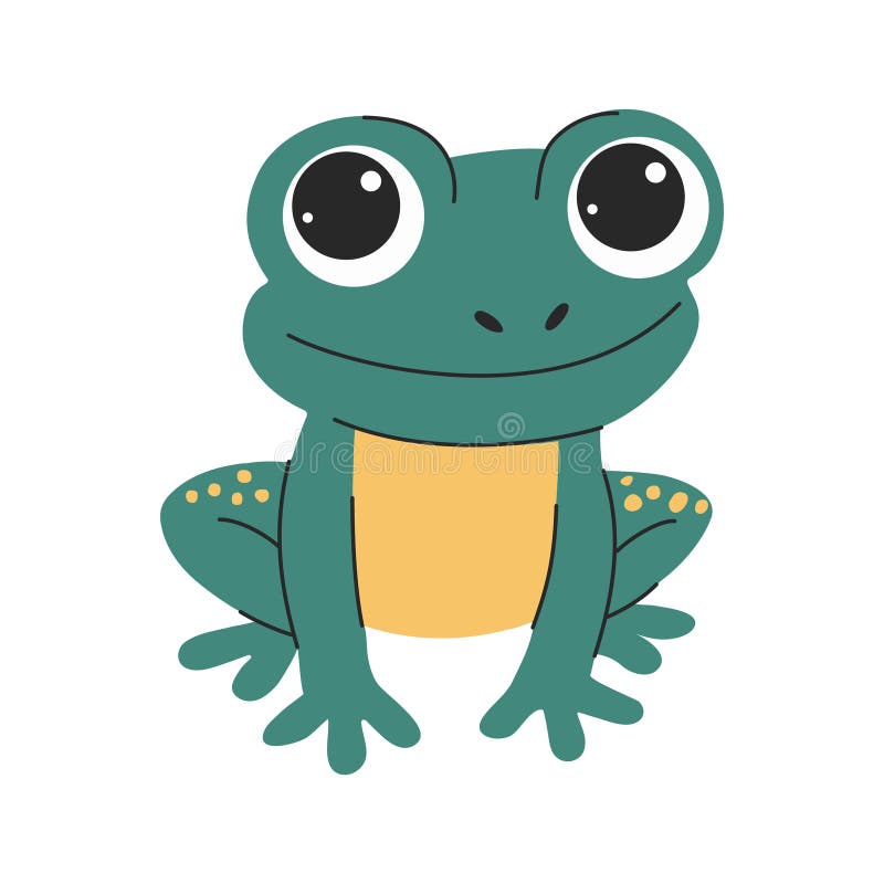 Cute Cartoon Frog. Flat Vector Illustrations in Simple Child Style ...