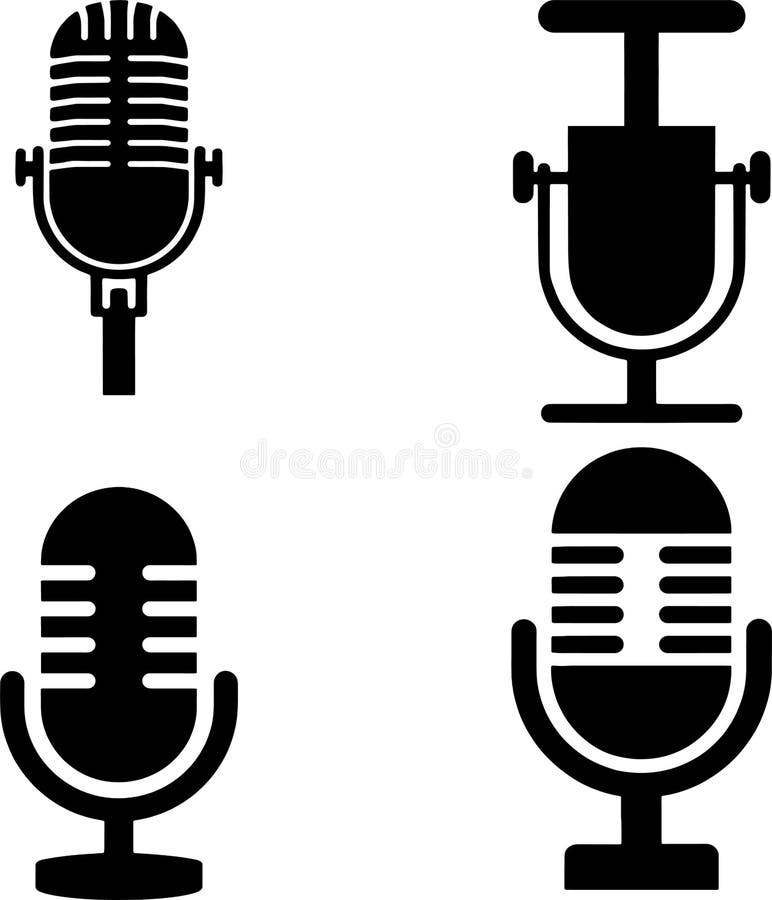 Black Microphone Vector Collection for Digital and Print Use. Stock ...