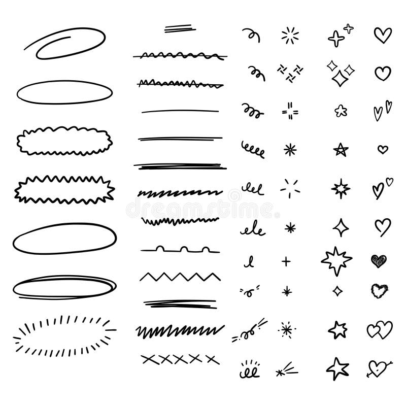 Sketch Underline, Emphasis, Arrow Shape Set. Hand Drawn Element. Vector ...