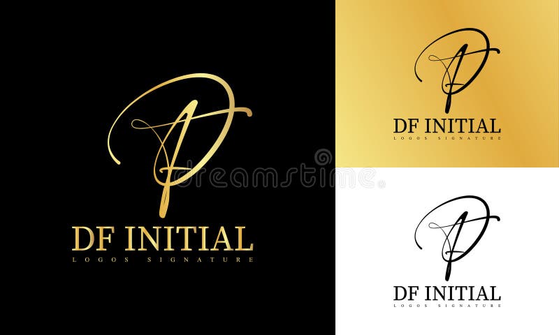 Elegant DF Initial Logo Design with Signature Style Stock Vector ...