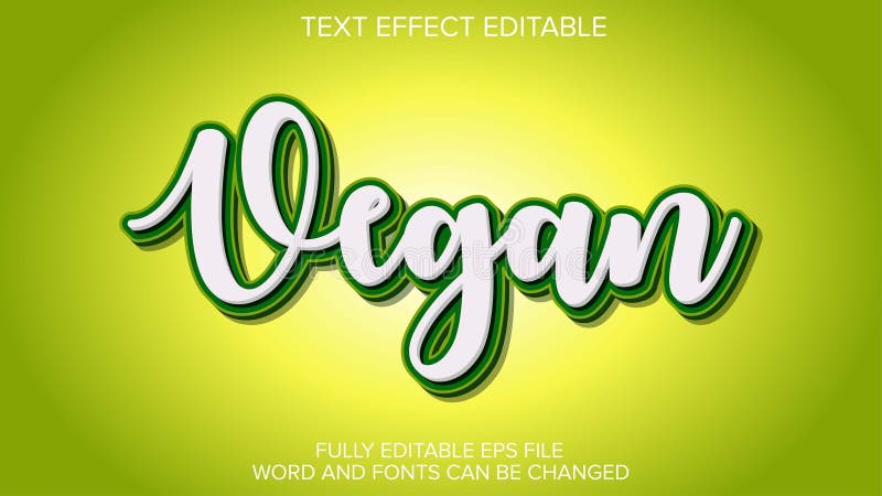 Vegan Text Effect, Vegan 3d Style Editable Text Effect Stock Vector ...