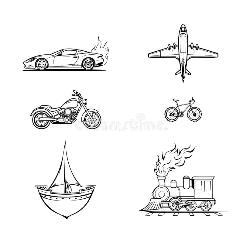 Different Modes of Transportation, Airplane, Steam Engine, Ship ...