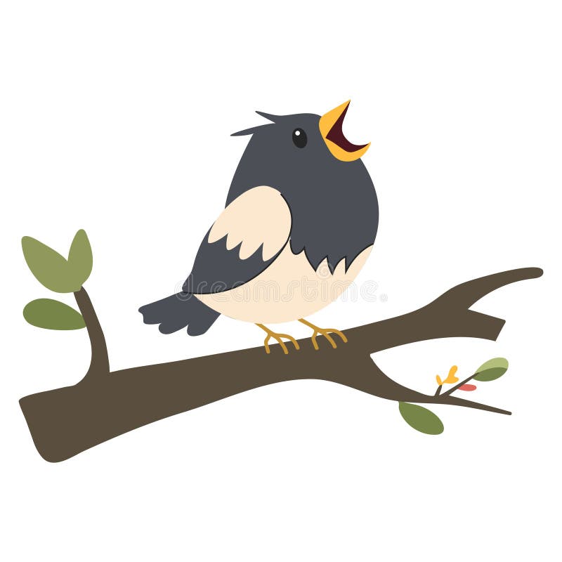 Cute Cartoon Bird Sitting Branch Stock Illustrations – 5,353 Cute ...