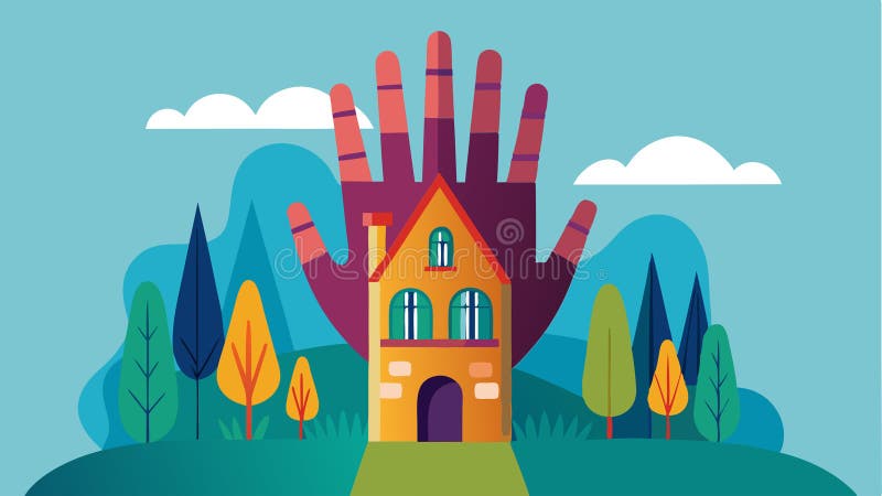 House Perched on the Five Fingers of a Human Hand a Surreal ...