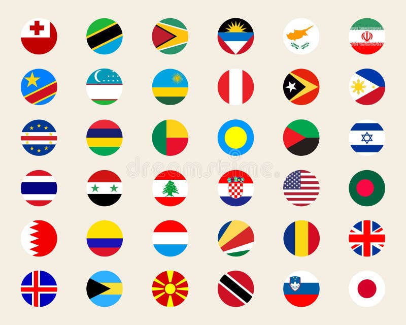 National Flags in Circle Shape. National Flags Set. World Flags Stock ...