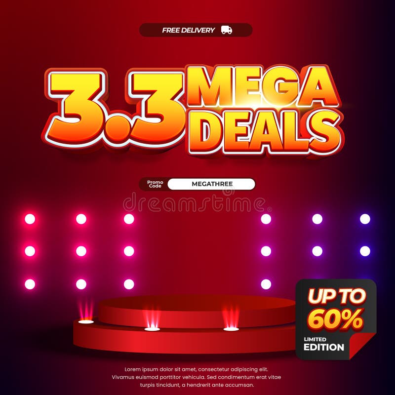 3.3 Mega Sale Colorful Spot Light Gradient with Super Red Background ...