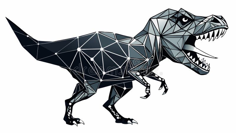 Majestic Roaring Tyrannosaurus Rex Polygonal 3D Art Isolated on White ...