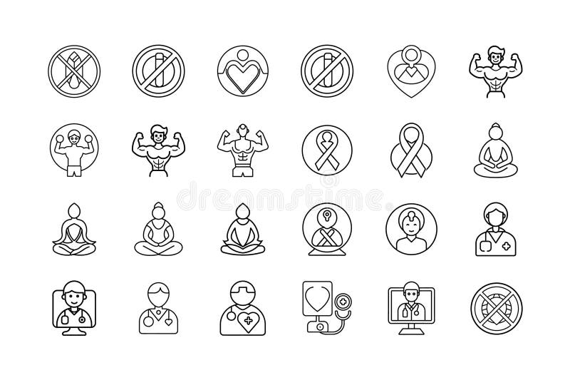 Health Awareness Icons for Modern Wellness Advocacy Stock Illustration ...