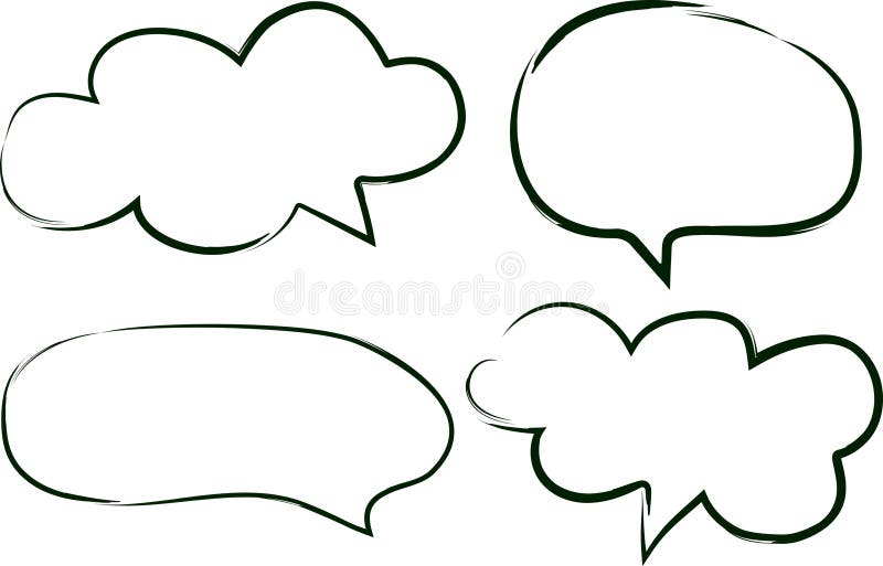 Black Color Speech Bubble Dialogue Clouds Stock Vector - Illustration ...