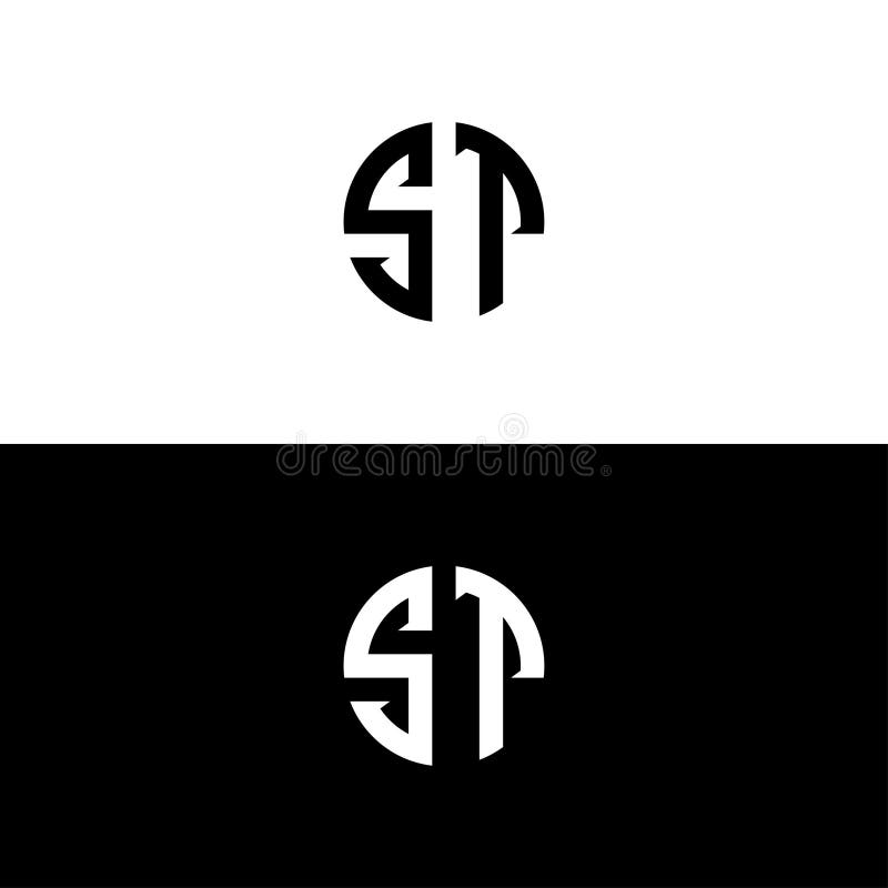 ST Round Shape Monogram Logo Design Stock Illustration - Illustration ...