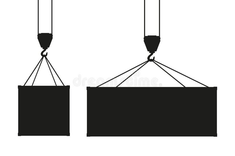 Sea Container Hanging on a Crane Hook Isolated on White Stock Vector ...