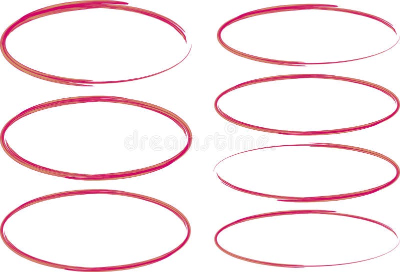 Bright Red Color Circle Stroke Doodle Ellipses Stock Vector ...