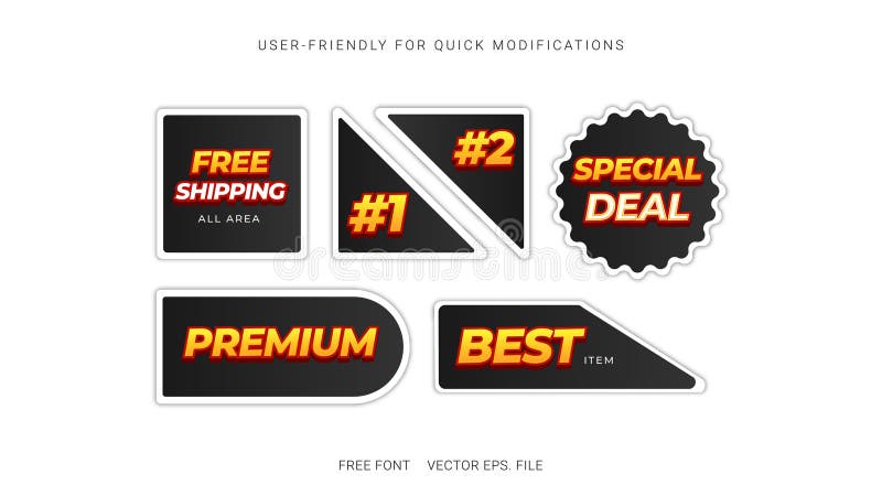 Title: Premium Free Shipping and Special Deal Stickers – Bold, Editable ...