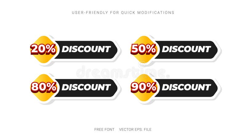 20 , 50 , 80 , and 90 Discount Badges – Bold, Editable Sale Labels for ...