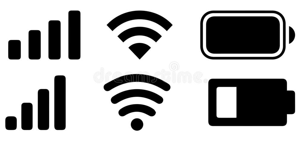 IPhone Ios Notification Bar Battery Wifi Signal Icons Vector ...