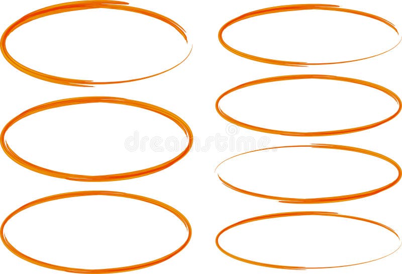 Orange Color Circle Stroke Doodle Ellipses Stock Vector - Illustration ...