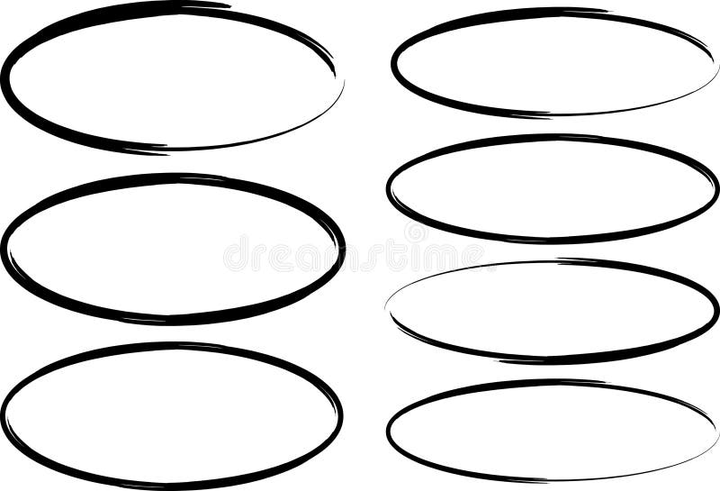 Black Circle Stroke Doodle Ellipses Stock Vector - Illustration of ...