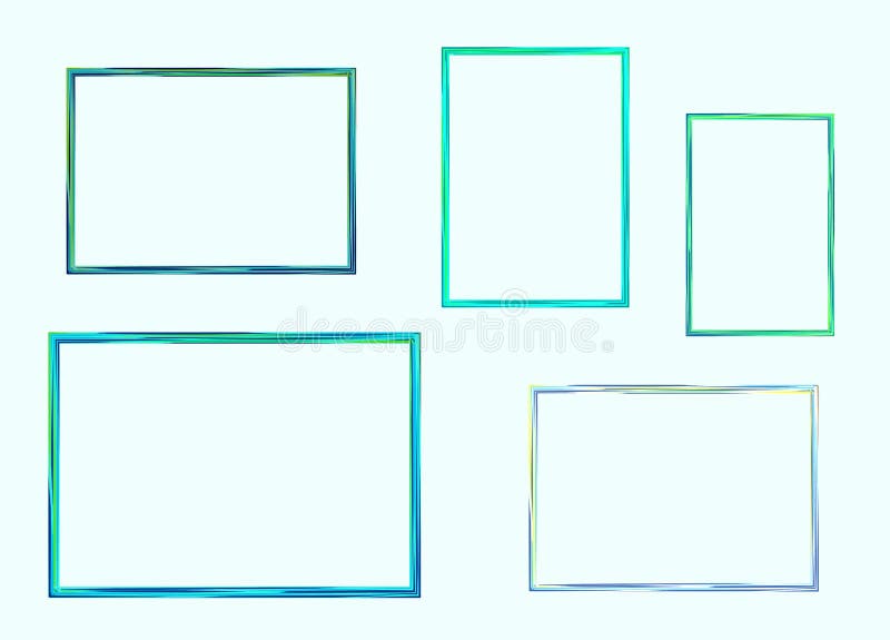 Green Blue Turquoise Color Watercolor Frames Set Stock Vector ...