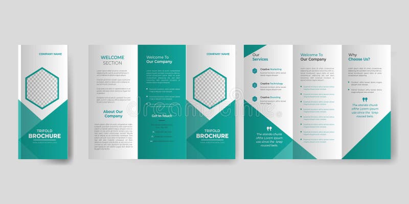 Tri-fold Brochure Design with a Teal and White Color Scheme. Stock ...