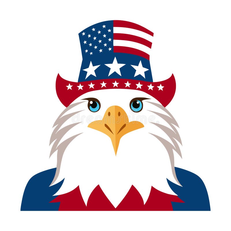 Patriotic Eagle with Star Spangled Hat Stock Vector - Illustration of ...