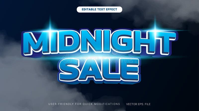 Midnight Sale - Glowing Blue Neon Text Effect for Flash Discounts and ...