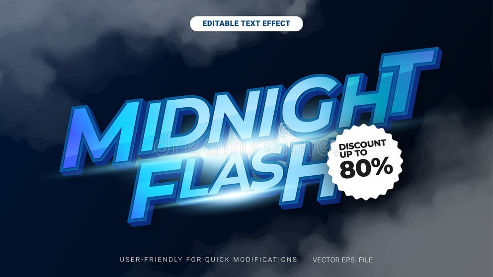 Midnight Flash Sale - Lightning Effect Text for Urgent Promotions and ...
