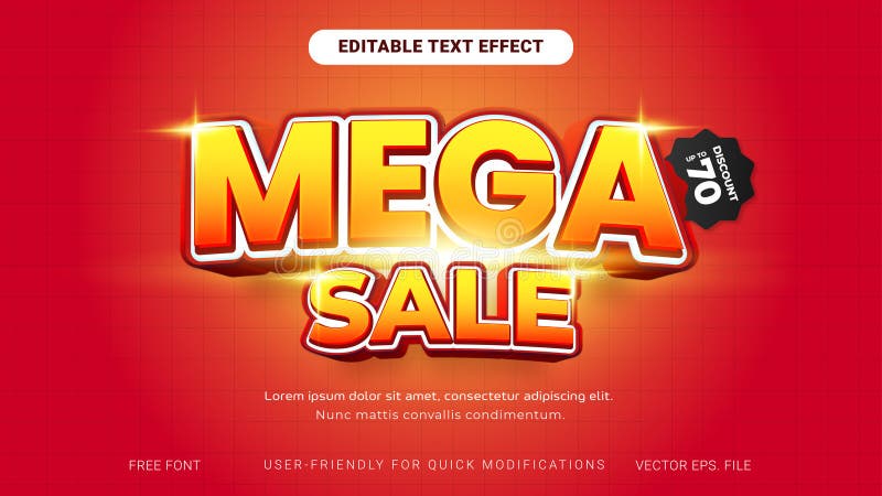 Powerful Mega Sale Editable Text Effect with Glowing 3D Typography for ...
