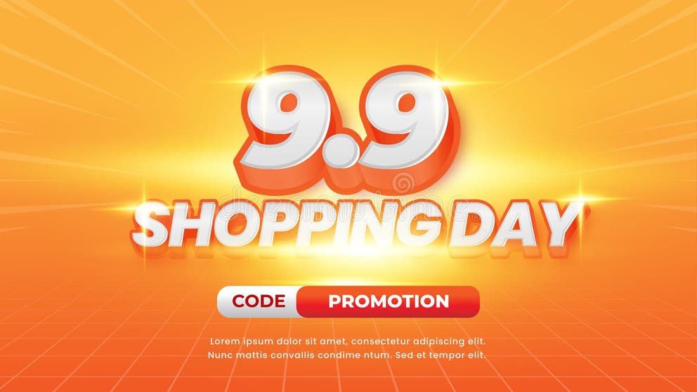 9.9 Shopping Day Sale Promotional Design with Special Discount Offer and Glowing Text Stock ...